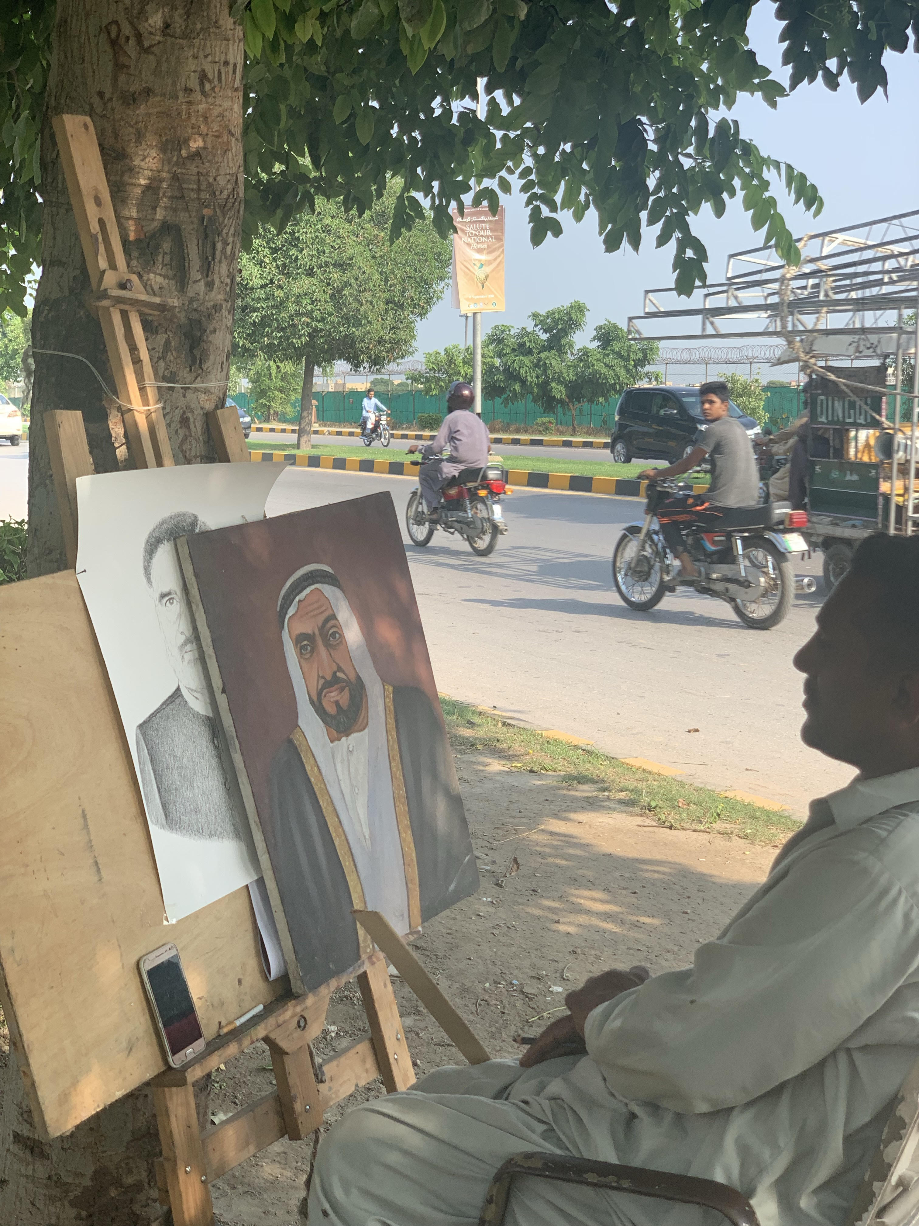 'Sheikh Zayed's painting brings me luck,’ says Lahore roadside artist ...