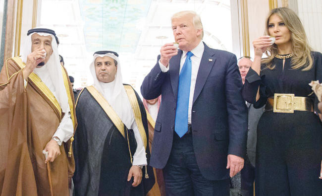 A sip of Gahwa: Trump gets royal tutorial in Arabic coffee drinking ...
