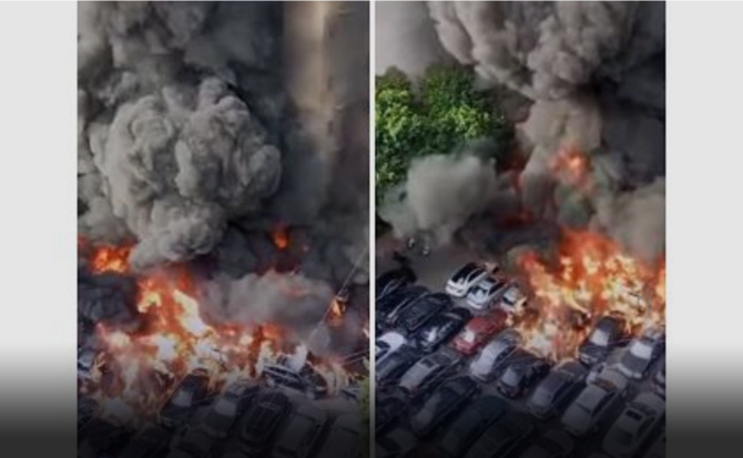 Electrical generator explosion at Beirut’s Hamra district torches cars ...